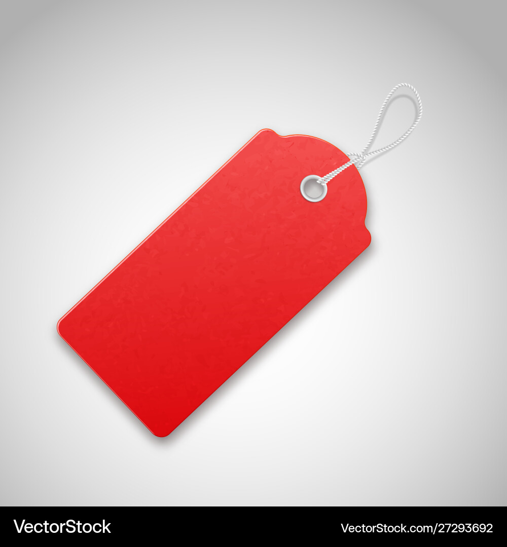 Red realistic textured sell tag with rope Vector Image
