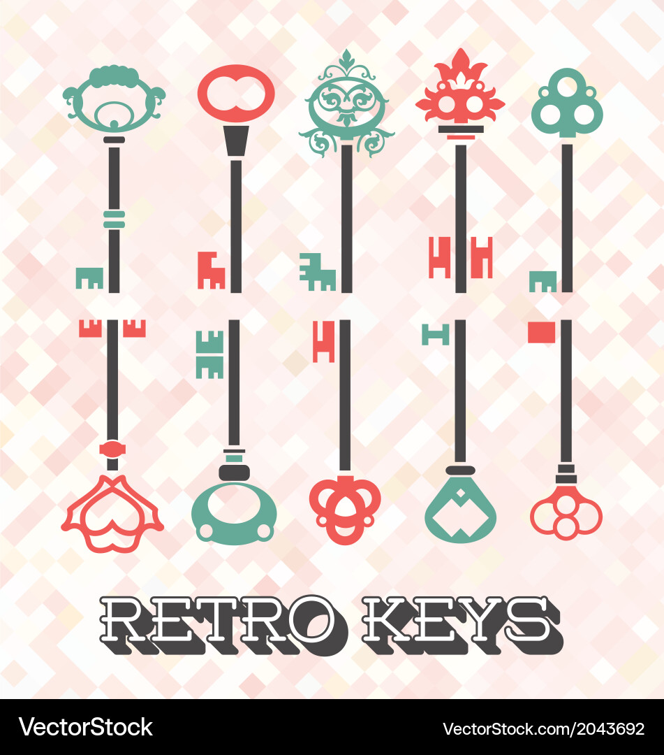 Vintage keys Royalty Free Vector Image - VectorStock