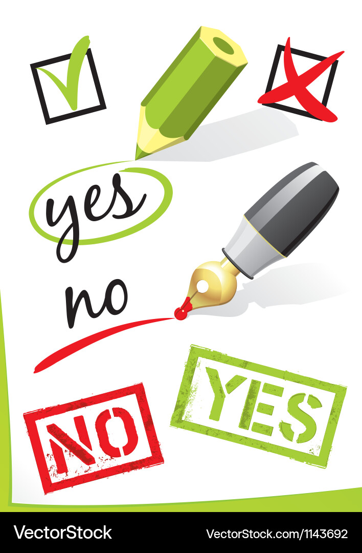 Yes and no written on paper Royalty Free Vector Image