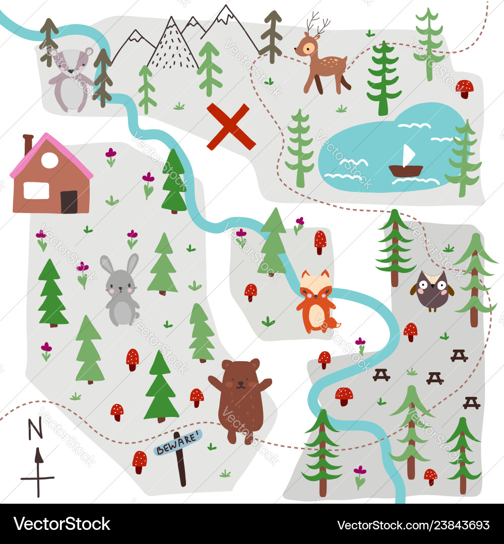 Doodle map Royalty Free Vector Image - VectorStock