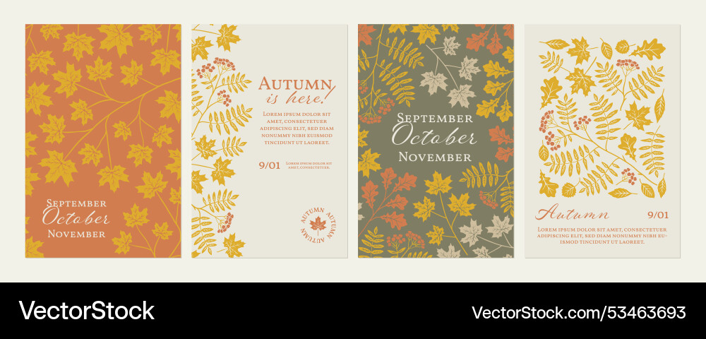 Fall flyer template set Royalty Free Vector Image
