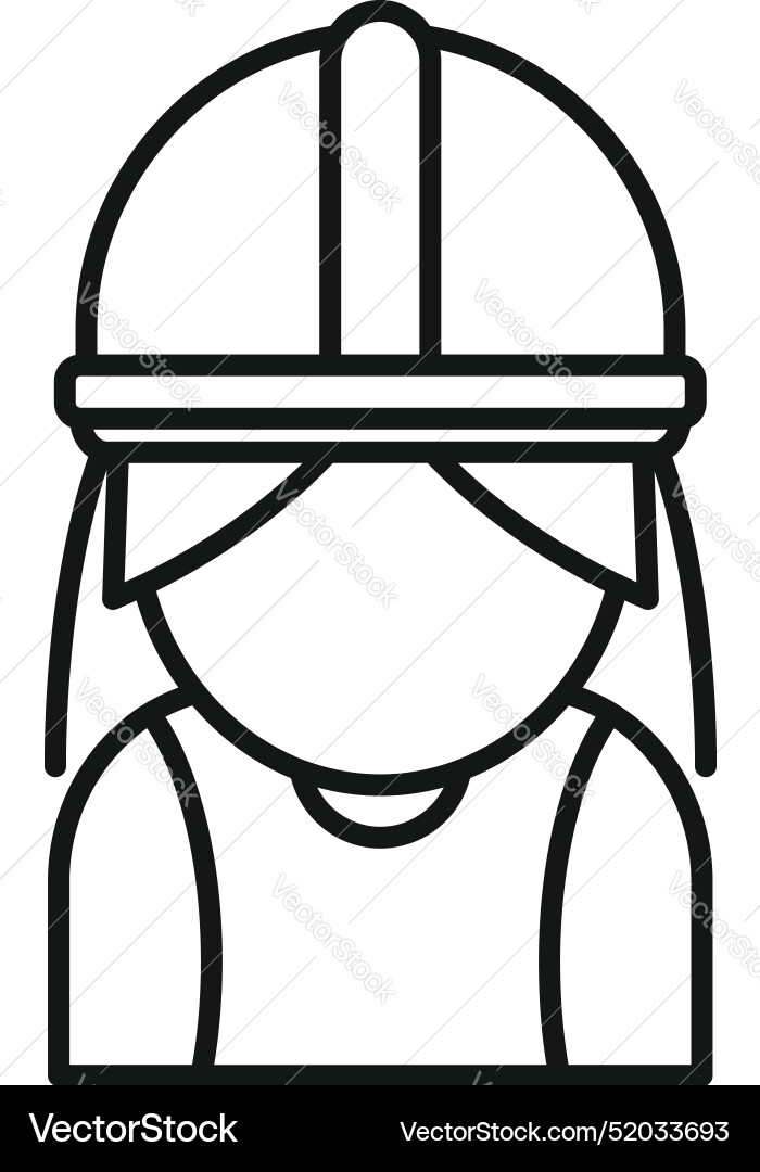 Female construction worker wearing hard hat line Vector Image