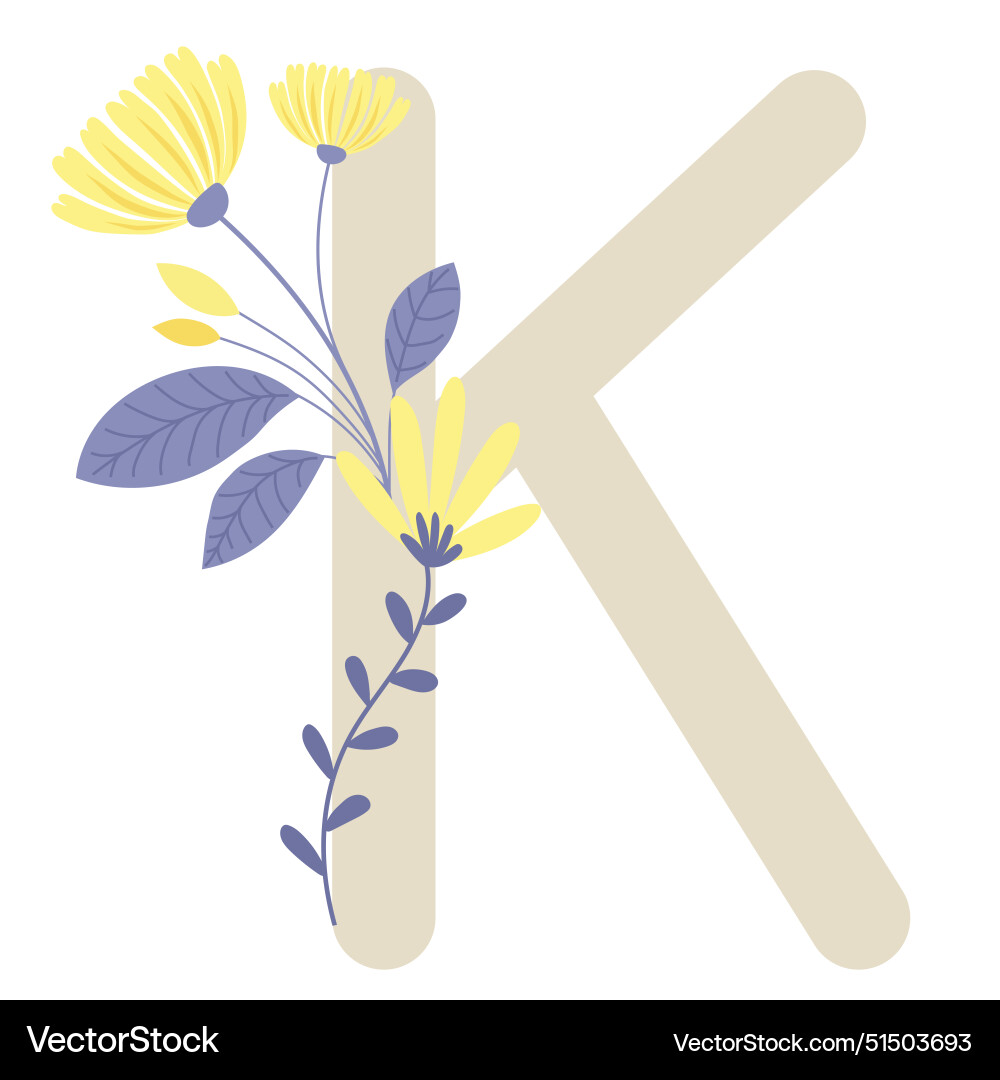 Floral letter k Royalty Free Vector Image - VectorStock