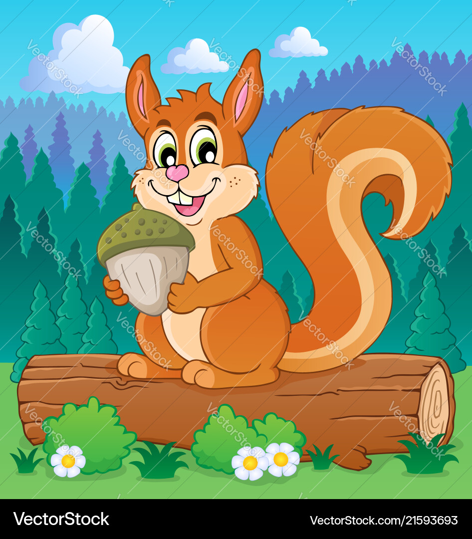 Image with squirrel theme 3 Royalty Free Vector Image