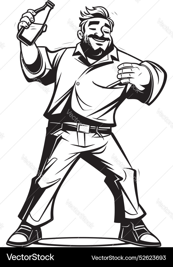 Inebriated embrace logo featuring a drunken man Vector Image