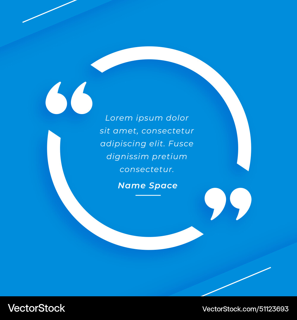 Quote text border frame on blue background Vector Image