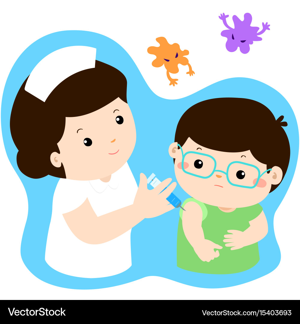 Vaccination child cartoon Royalty Free Vector Image