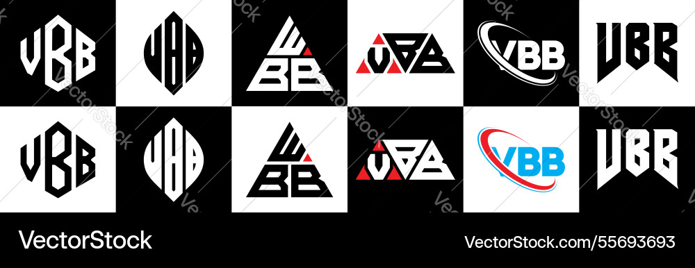Vba letter logo design in six style polygon Vector Image
