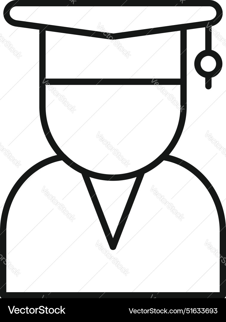Young graduate wearing graduation cap icon line Vector Image