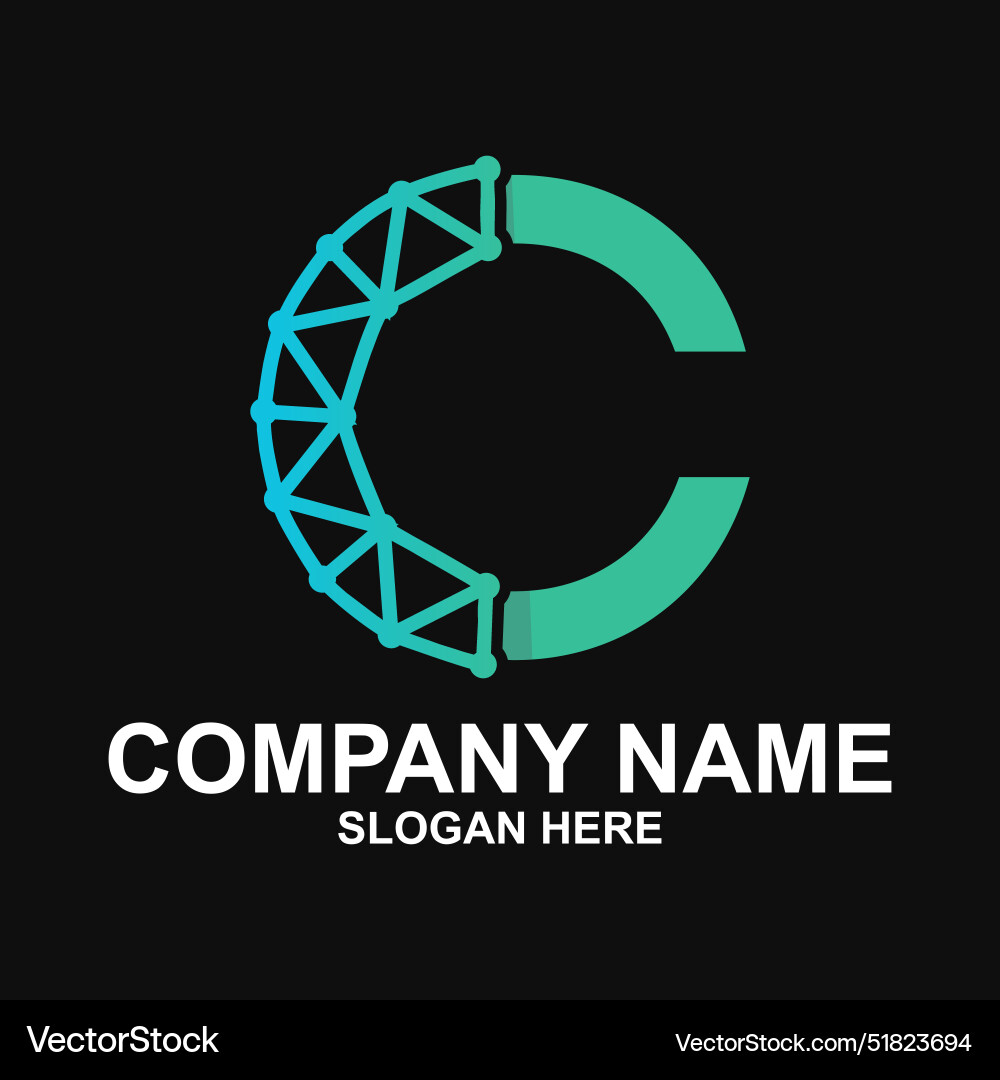 Letter c molecule logo bio tech connect dots Vector Image