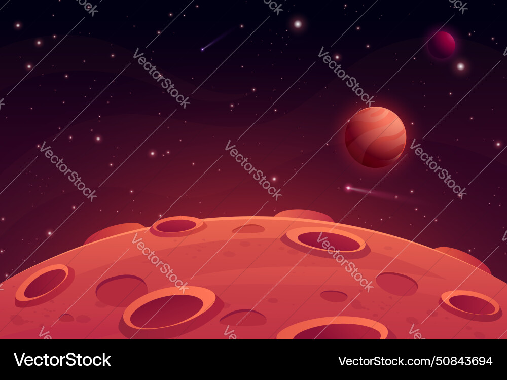 Mars surface landscape Royalty Free Vector Image