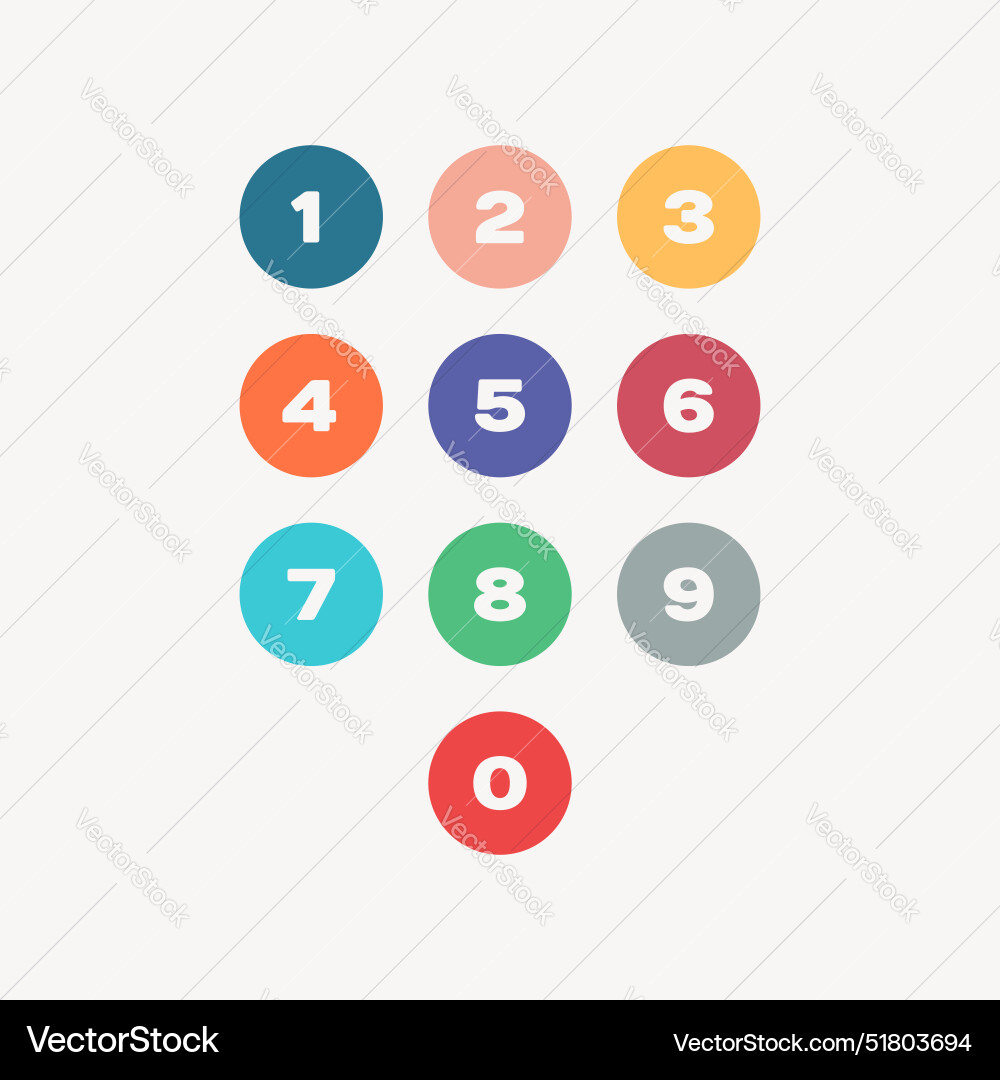 Set of 0-9 colored number icons Royalty Free Vector Image