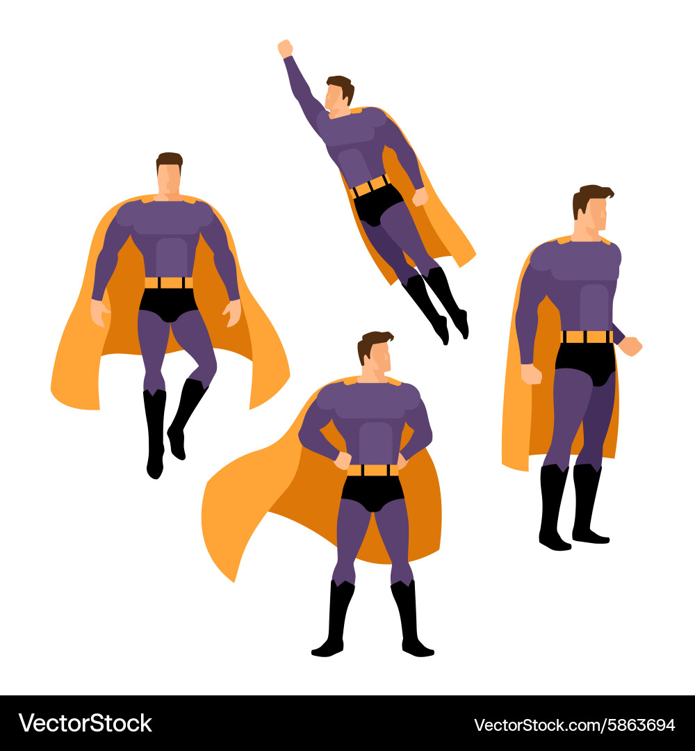 Superhero Poses Collection Royalty Free Vector Image