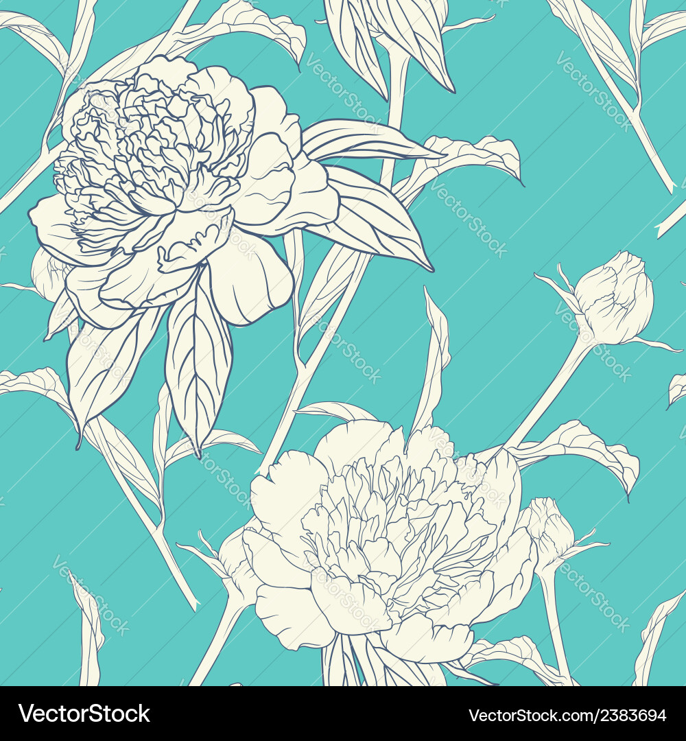 Vintage floral seamless pattern with peonies Vector Image
