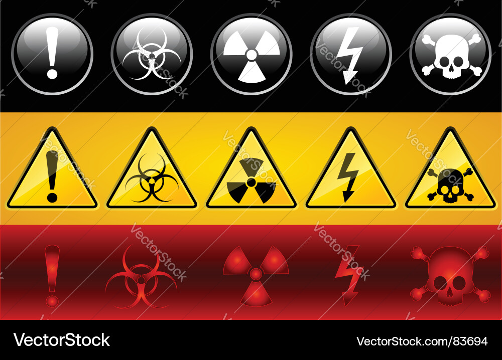 Warning Symbols - Danger Icons Royalty Free Vector Image