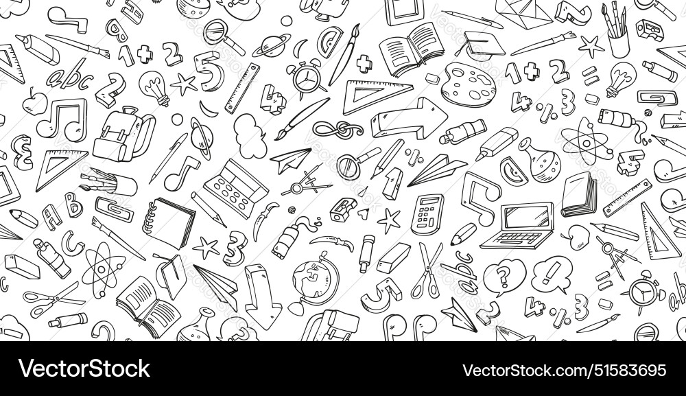 Background doodle cartoon set of school objects Vector Image