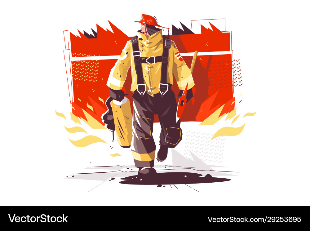 Brave Firefighter Rescue Royalty Free Vector Image
