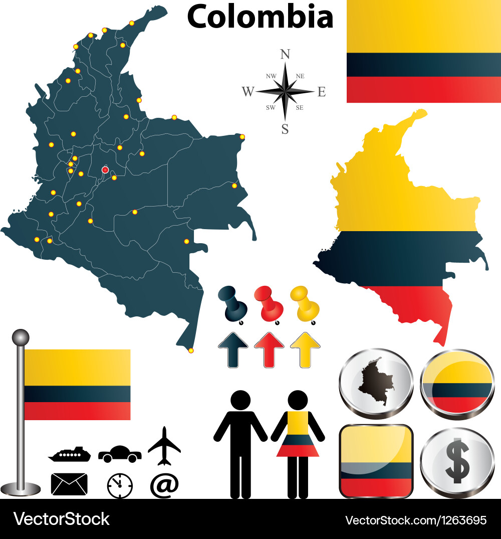 Colombia map Royalty Free Vector Image - VectorStock