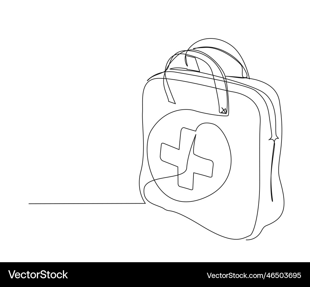Continuous one line drawing of first aid kit box Vector Image