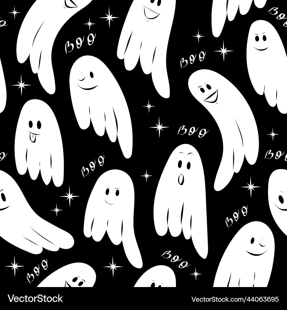 Cute Halloween Ghost Pattern Royalty Free Vector Image