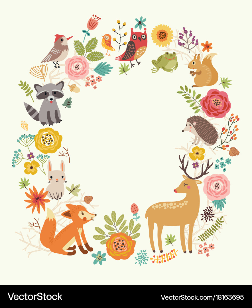 Cute Woodland Animals Background Royalty Free Vector Image