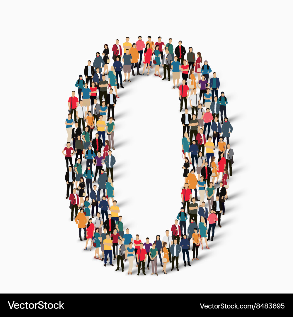 Group of People in Zero Shape Royalty Free Vector Image