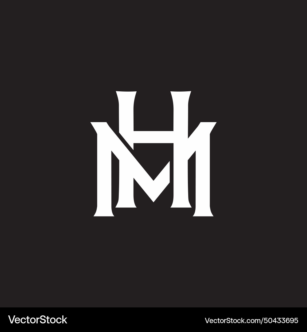 Letter hm linked overlap font logo Royalty Free Vector Image