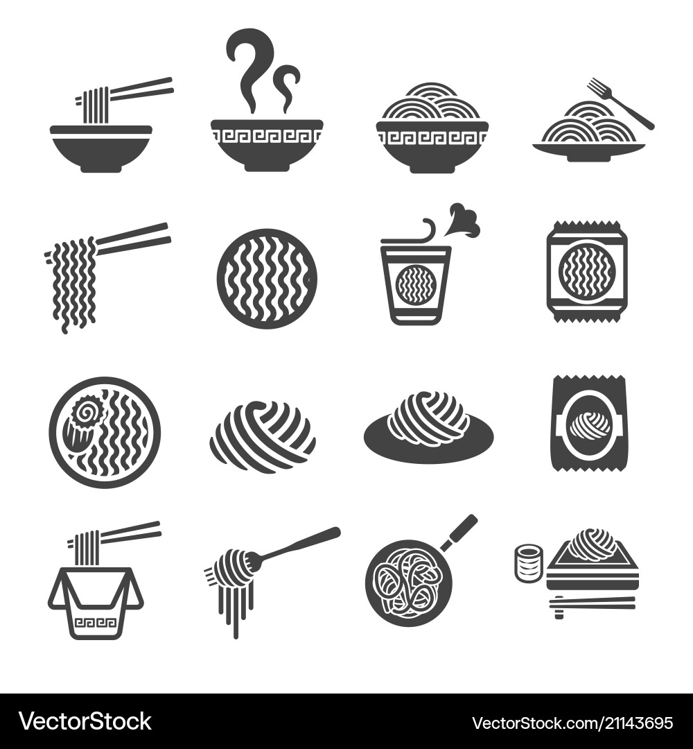 Noodle Icon Set Royalty Free Vector Image - VectorStock