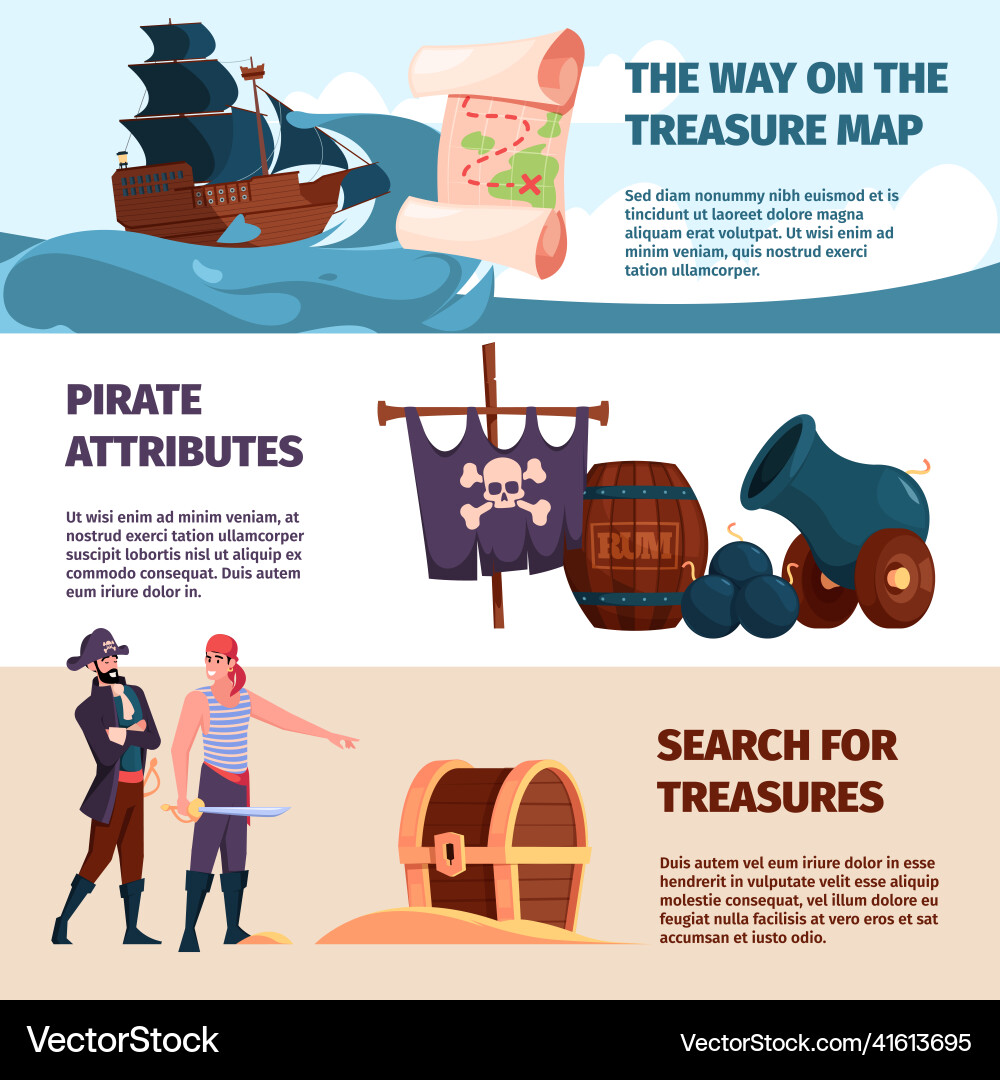 Pirate banners printing design template Royalty Free Vector