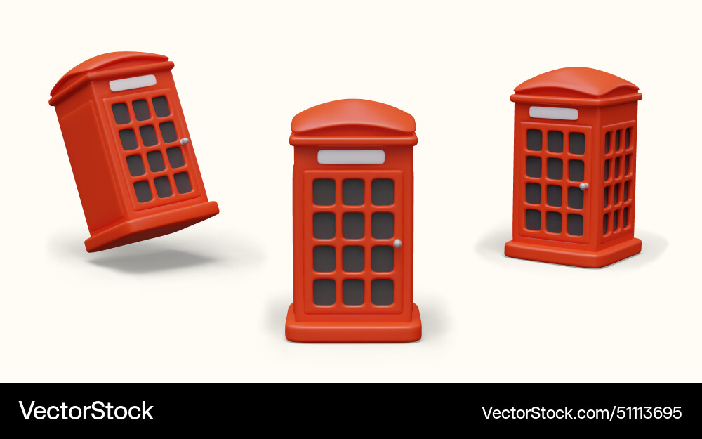 Red phone booth in different positions vintage Vector Image