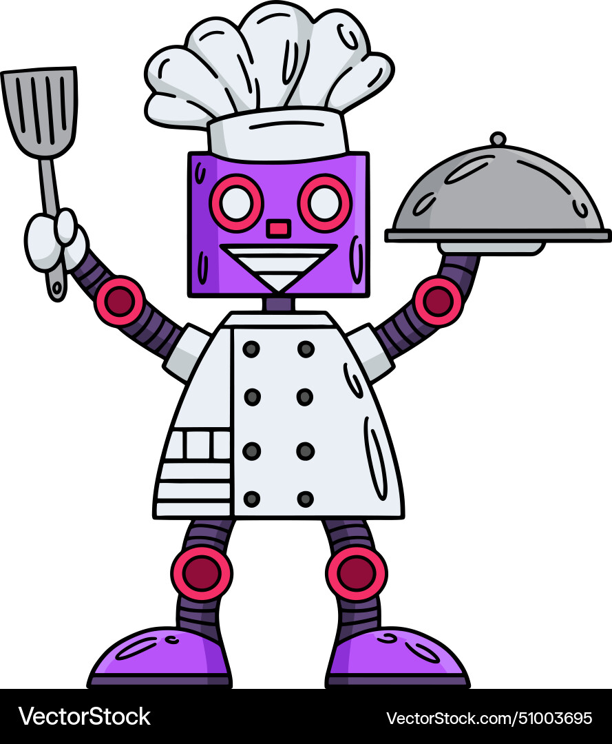 Robot chef cartoon colored clipart Royalty Free Vector Image