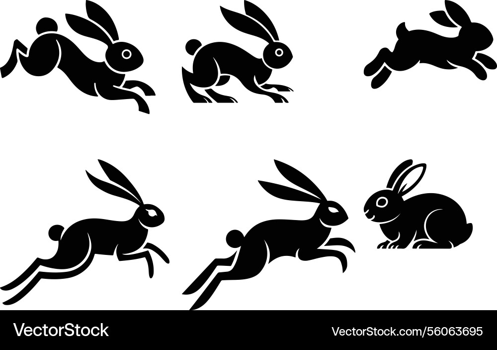 Set of rabbit silhouettes Royalty Free Vector Image