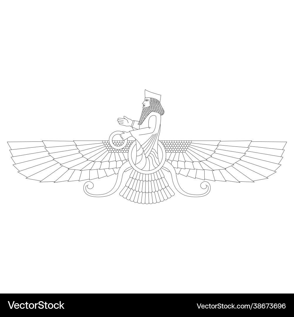 Ancient sumerian symbol faravahar Royalty Free Vector Image