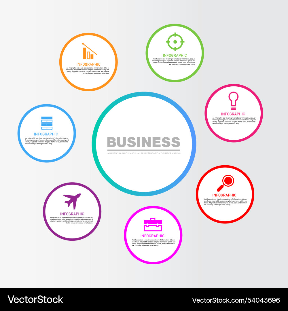 Business infographic design circle diagram with 7 Vector Image