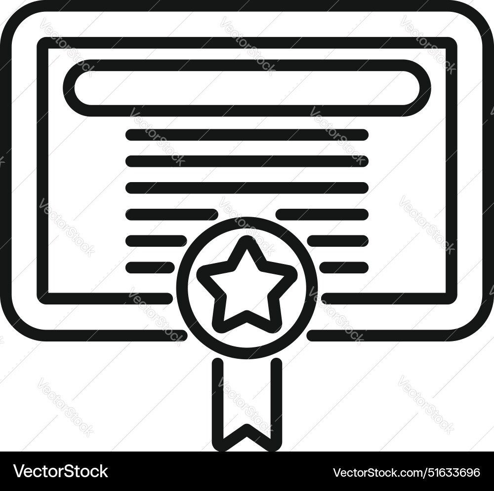 Diploma with star showing certified document for Vector Image
