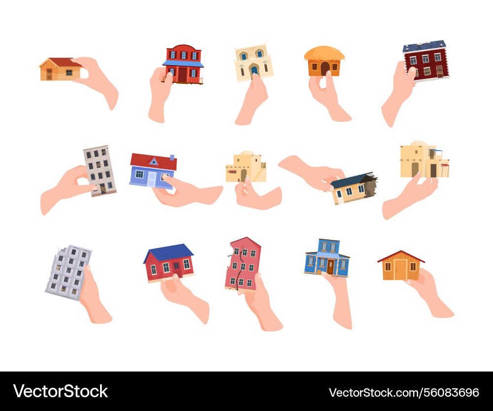 Display of various house models being held Vector Image