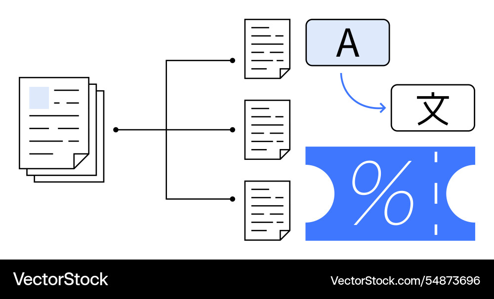 Efficient document translation workflow Royalty Free Vector