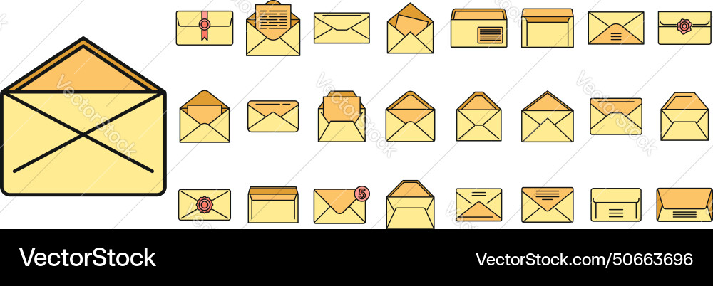 Envelope icons set color Royalty Free Vector Image