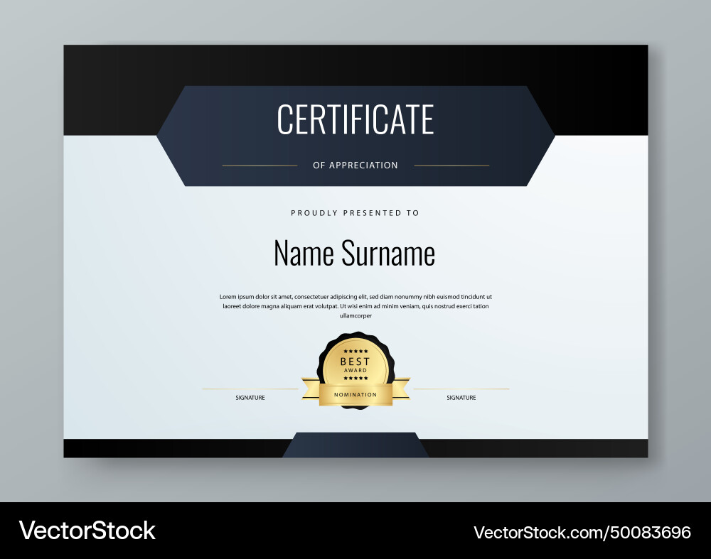 Gold white and black modern certificate template – Royalty-Free Vector ...