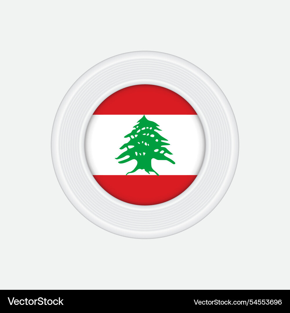 Lebanon national flag in circle shape with chrome Vector Image