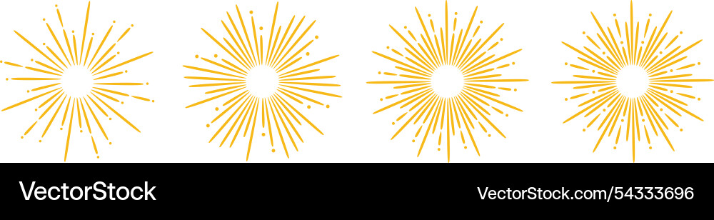 Yellow sunburst vintage sun ray line art Vector Image
