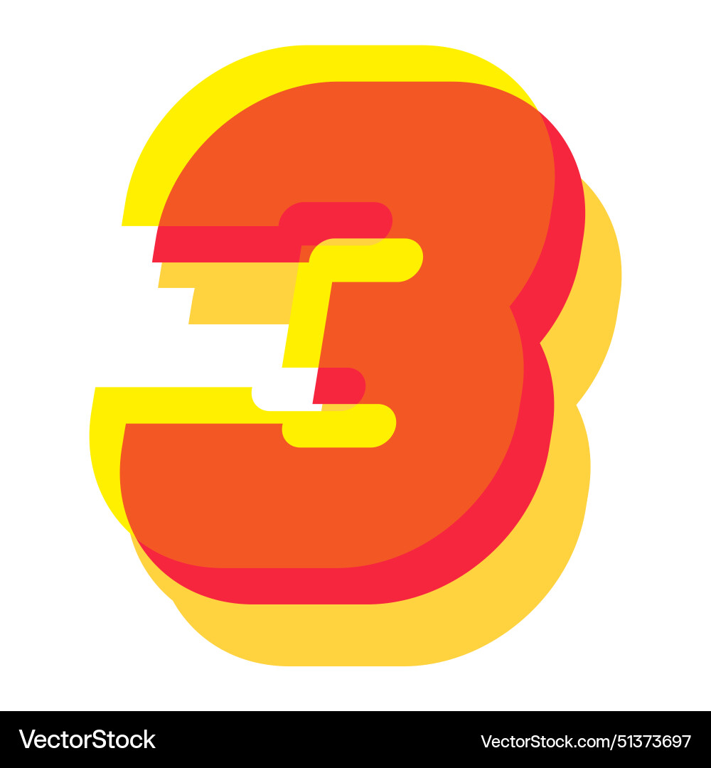 3 number 3d style colorful modern typography Vector Image
