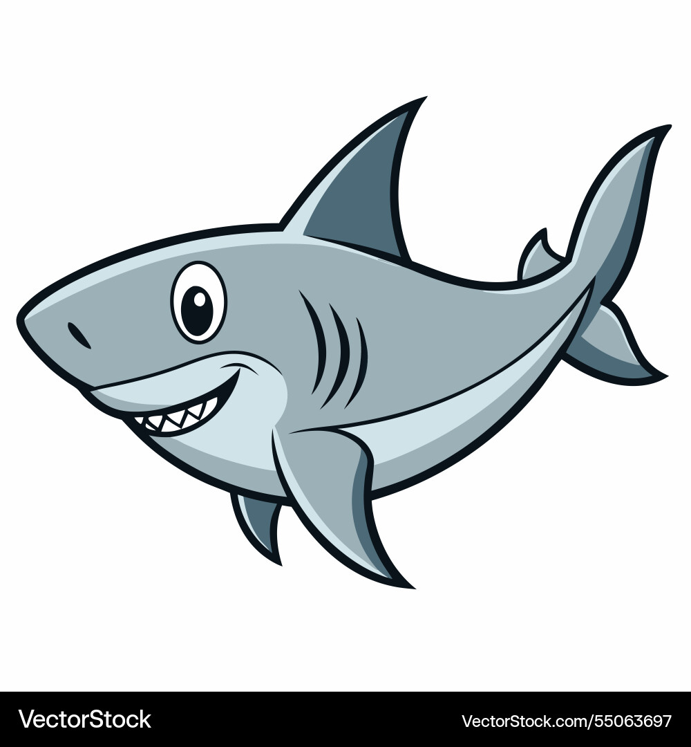 Bull shark fish isolated flat on white background Vector Image