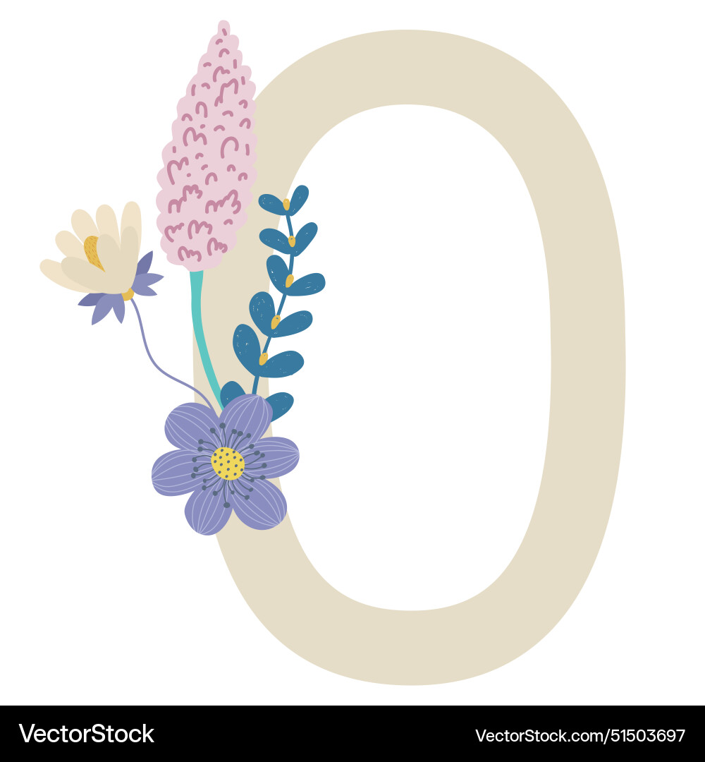 Floral letter o Royalty Free Vector Image - VectorStock