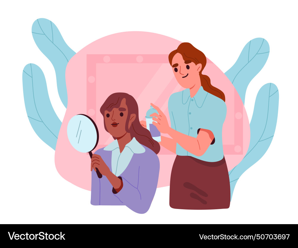 Hairdresser with client Royalty Free Vector Image