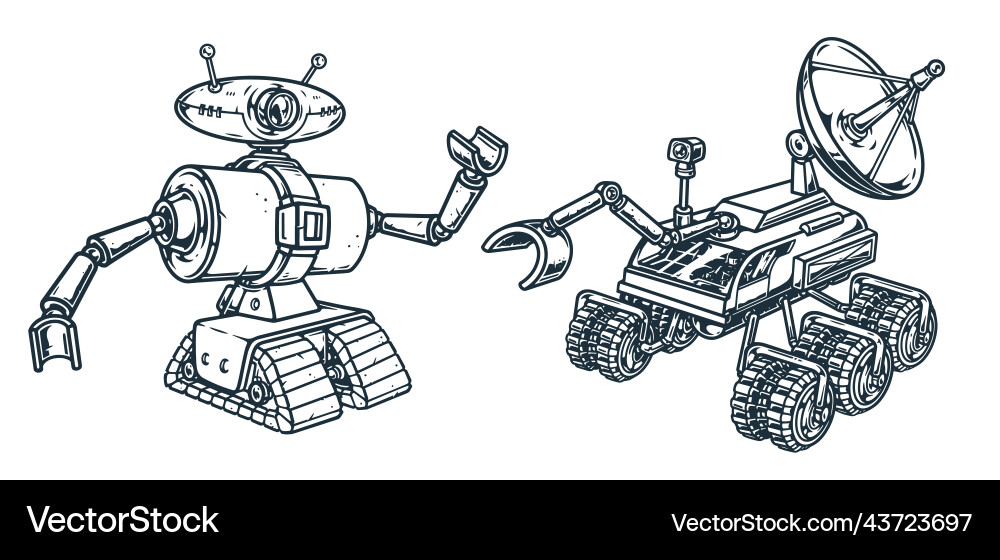 Retro Robotic Moon Lander Royalty Free Vector Image