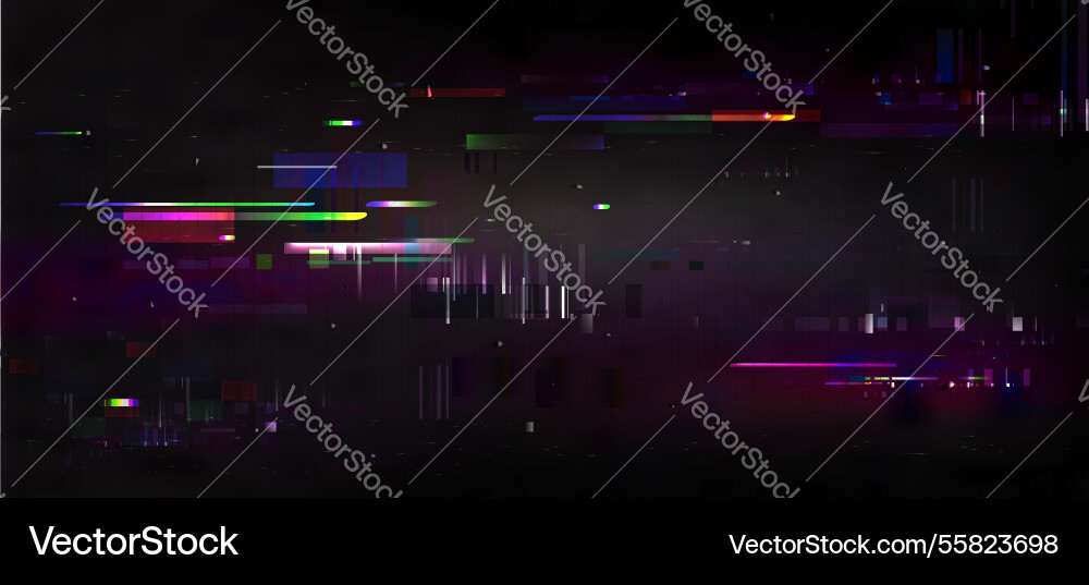 Abstract glitch lines on black tv screen Vector Image