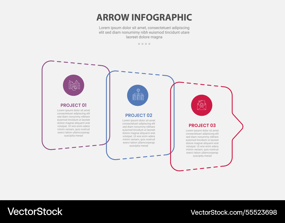 Arrow base infographic outline style with 3 point Vector Image