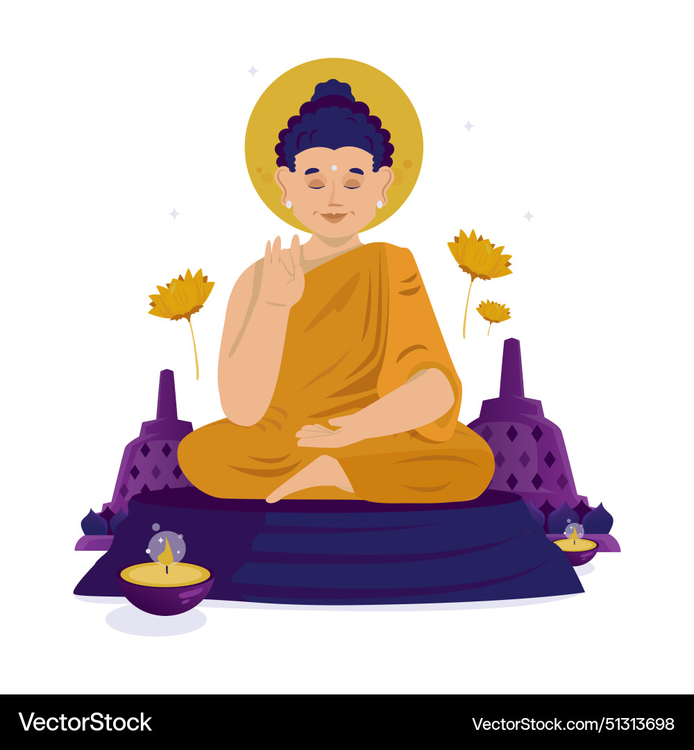 Buddha worship vesak day greeting Royalty Free Vector Image