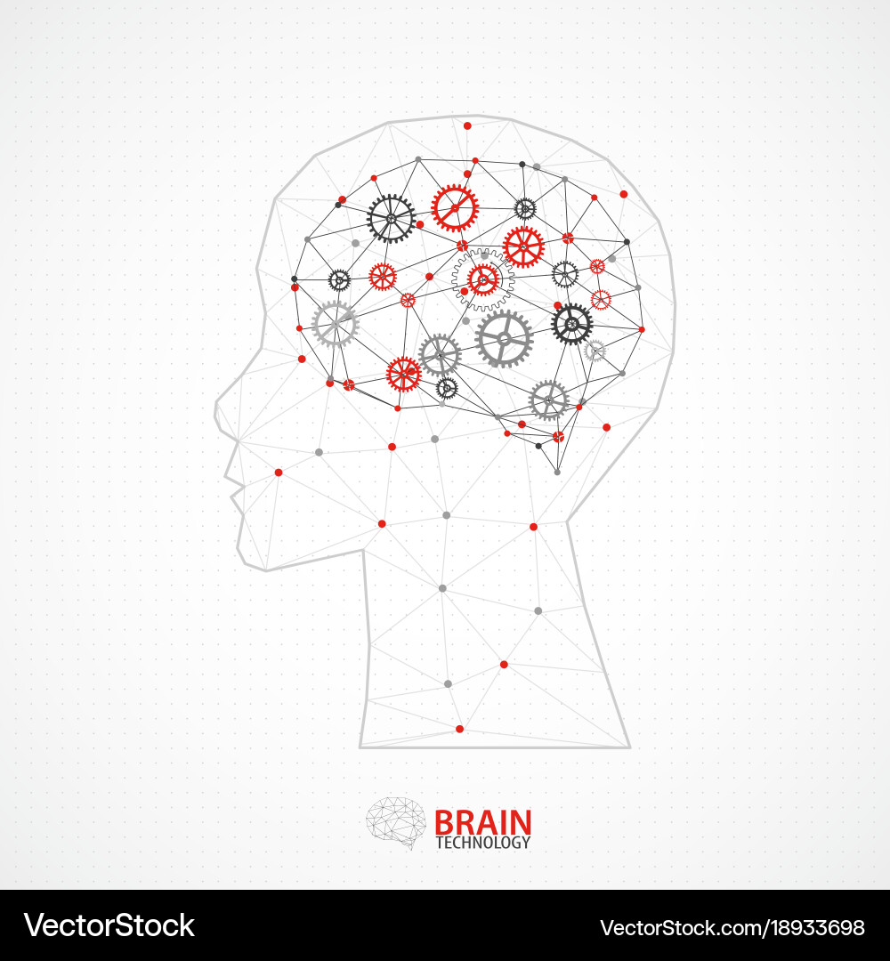 Creative brain concept background with triangular Vector Image